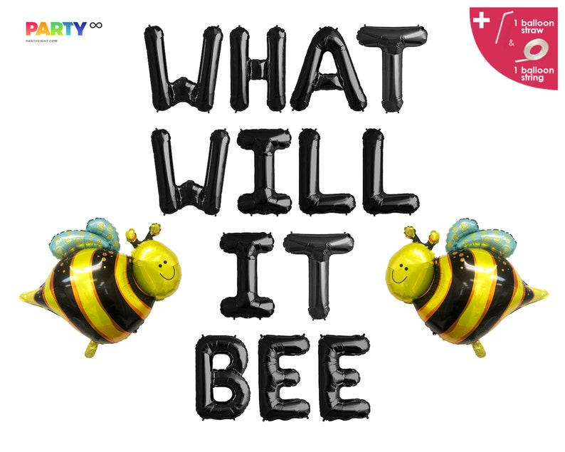 Bumble Bee Gender Reveal Banner: 'what Will It Bee' Balloons Baby ...