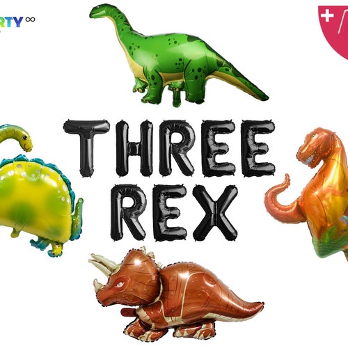 THREE REX Balloon Banner 3rd Birthday Letter Balloons - Etsy