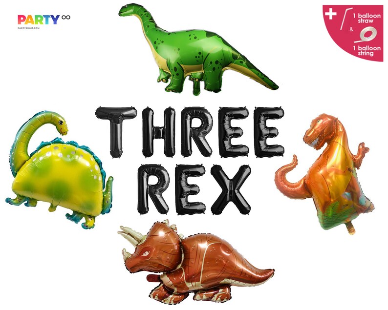 3rd Birthday Three Rex Banner Three Rex Balloons Dinosaur - Etsy