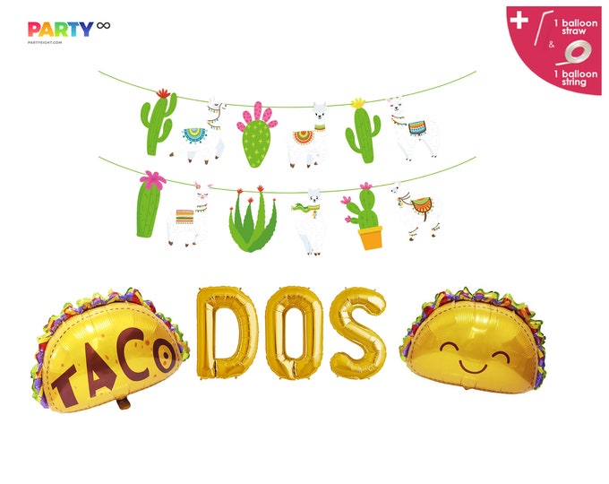 Taco Bout Two Balloon Banner Second Fiesta Birthday Party Decorations ...