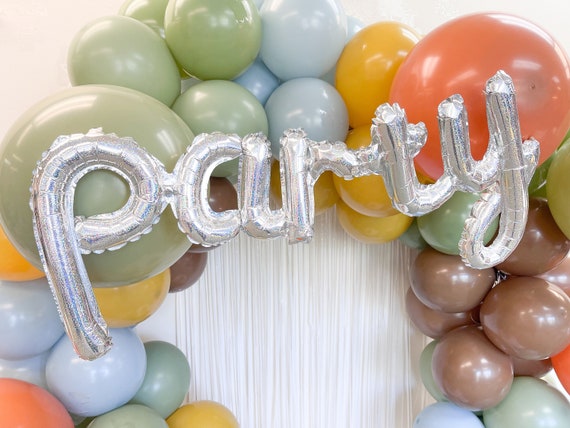 Party Script Letter Balloons | Balloon Banner | Silver Party | Party ...
