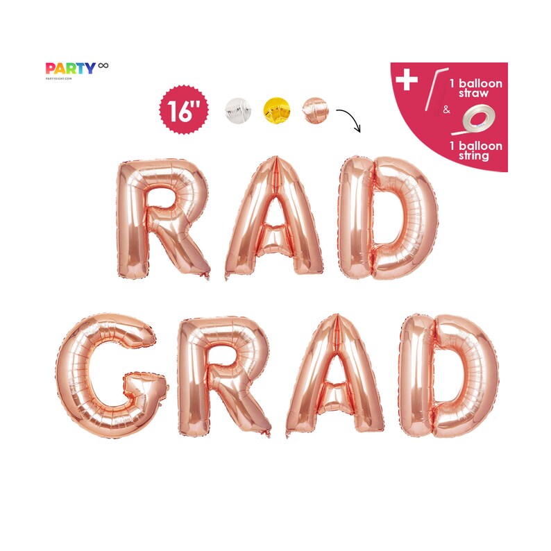 RAD GRAD Balloons Banner Graduation Balloons Prom Balloon - Etsy