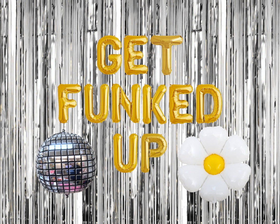 Get Funked up Balloon Banner Set | Hippie Bachelorette Party Decor ...