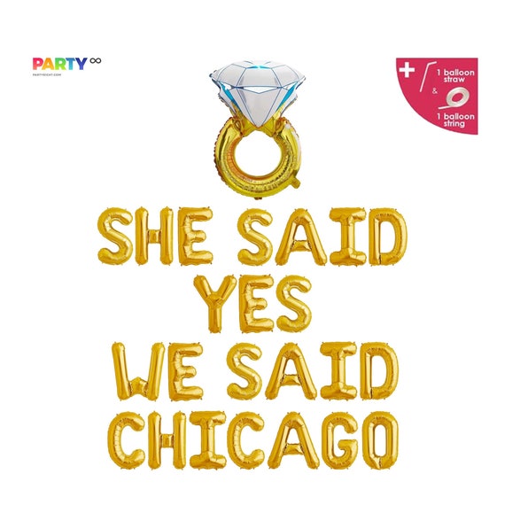 She said Yes We said Chicago Balloon Banner | Bachelorette Party Decor ...