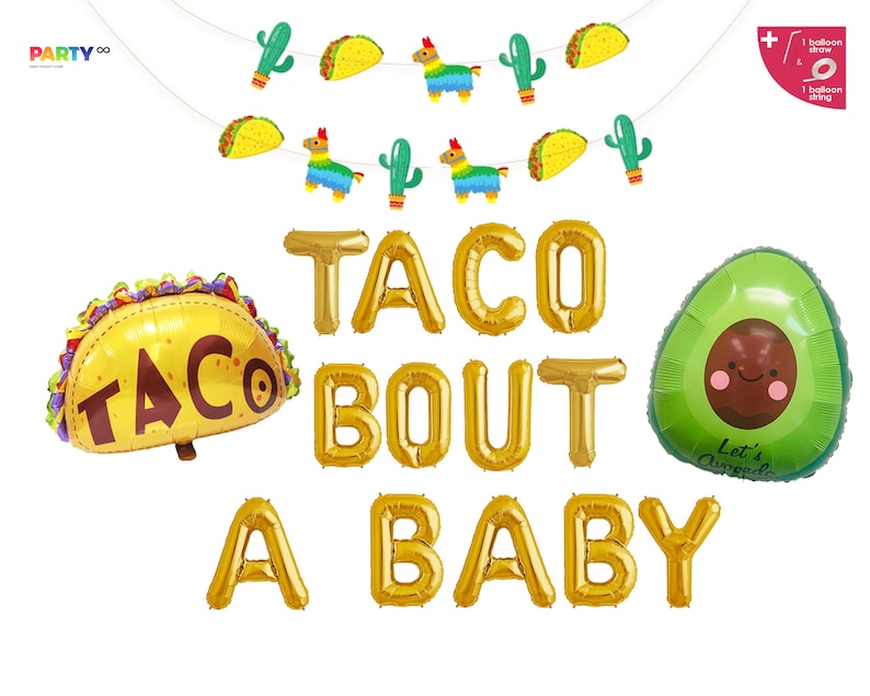 Taco Bout a Baby Balloon Banner: Fiesta Baby Shower Gender Reveal Decor ...