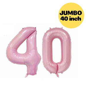 Pink 40 Jumbo Balloon for 40th Birthday or Anniversary | Giant 40 ...