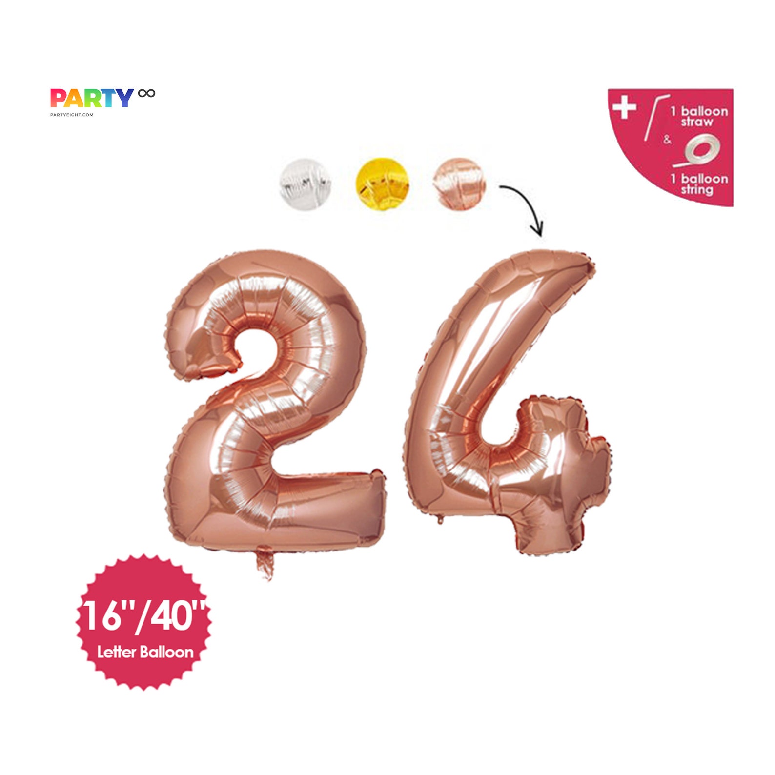 24 Party Balloons for 24th Birthday or Anniversary Number 24 - Etsy