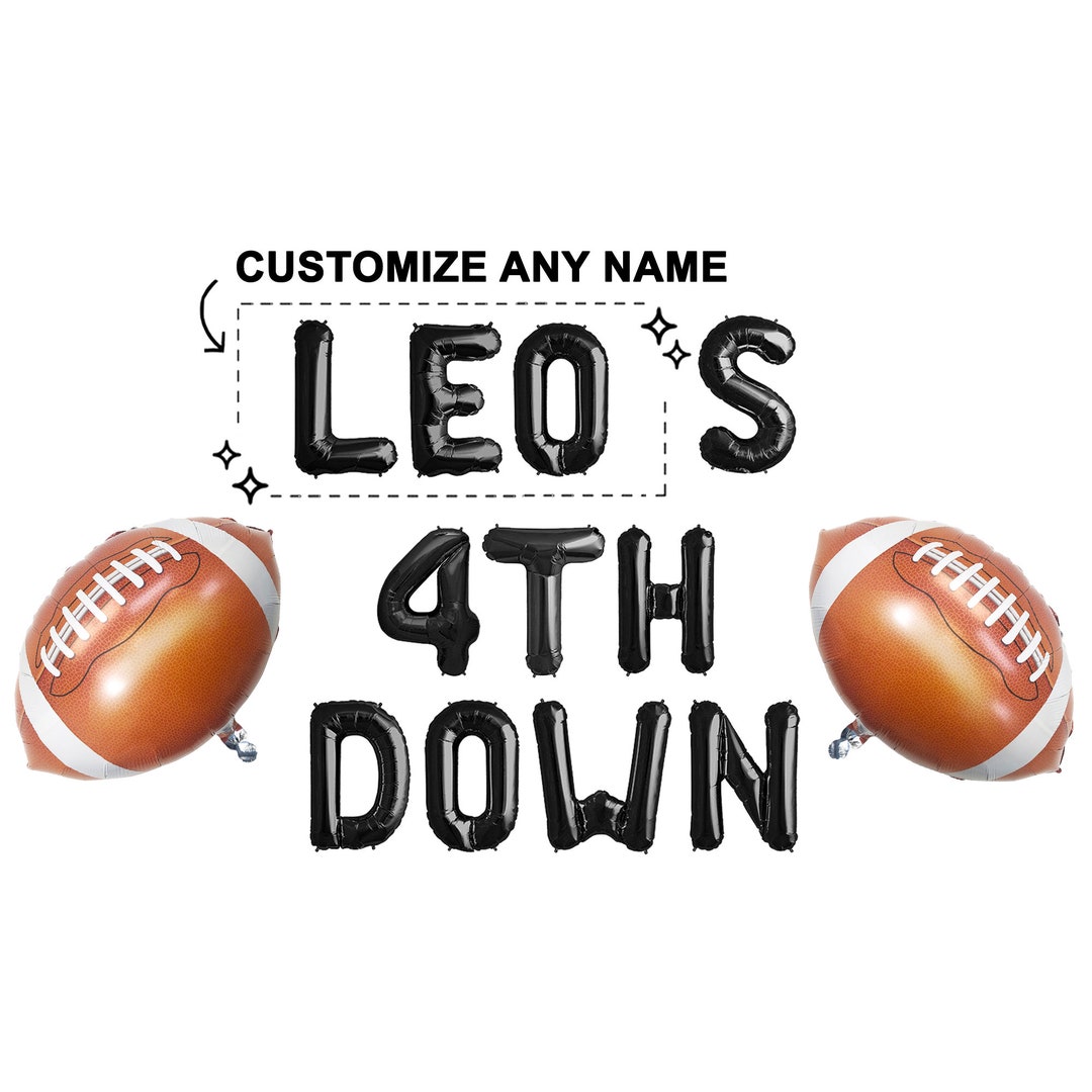 Football 4th Birthday | 4th Year Down Banner With Football Balloon ...