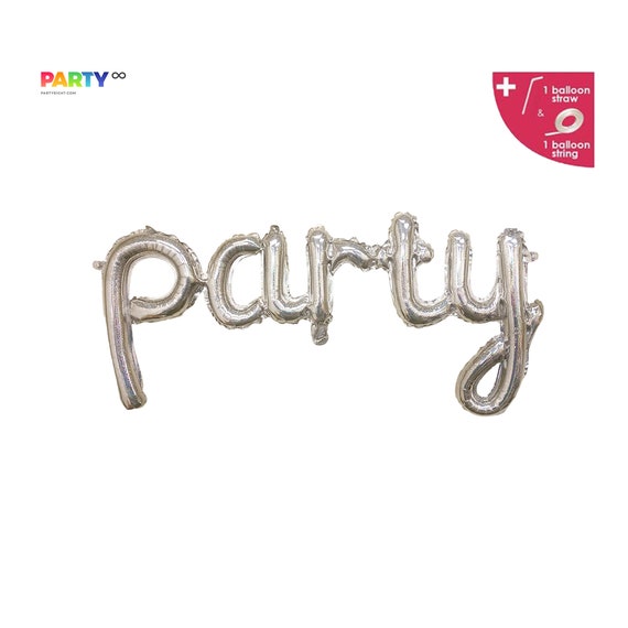 Party Script Letter Balloons | Balloon Banner | Silver Party | Party ...