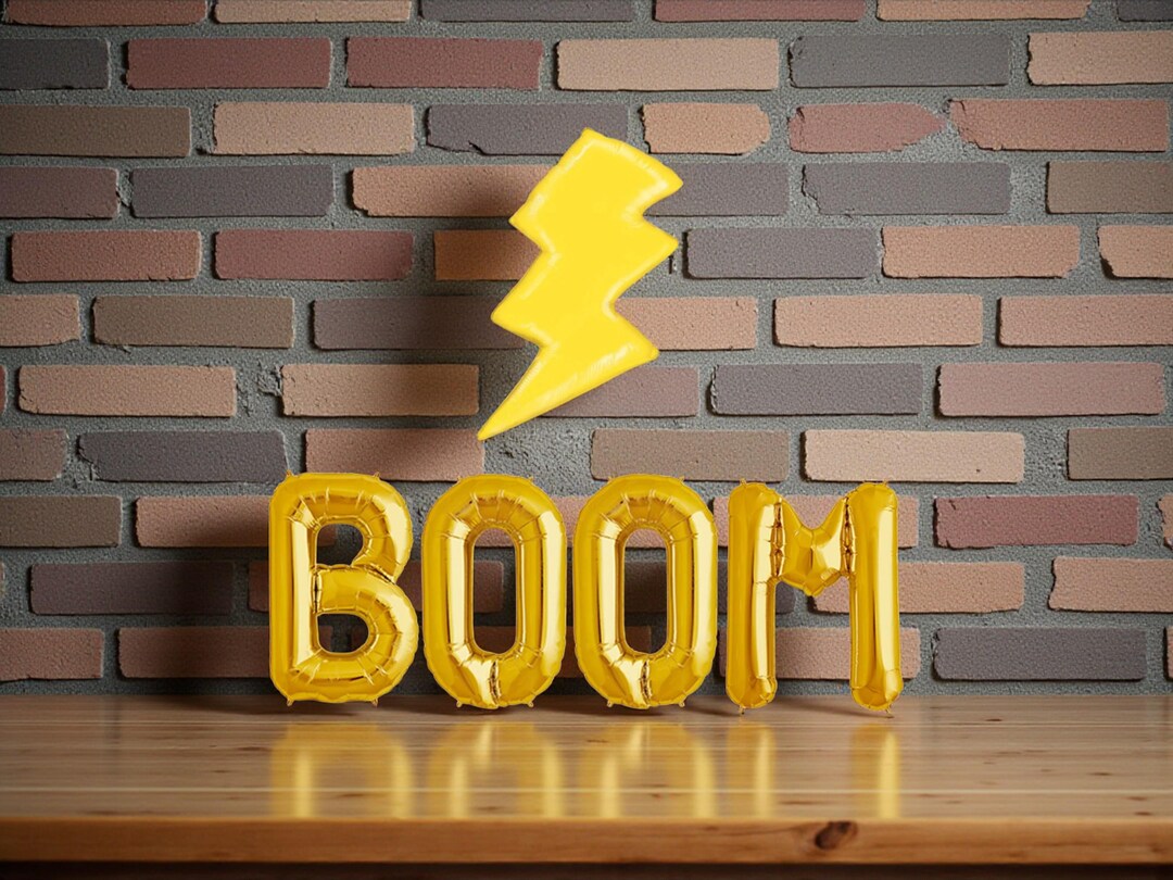 Superhero Birthday Party Balloons: Boom Pow Wow, Lightning Bolt - Etsy
