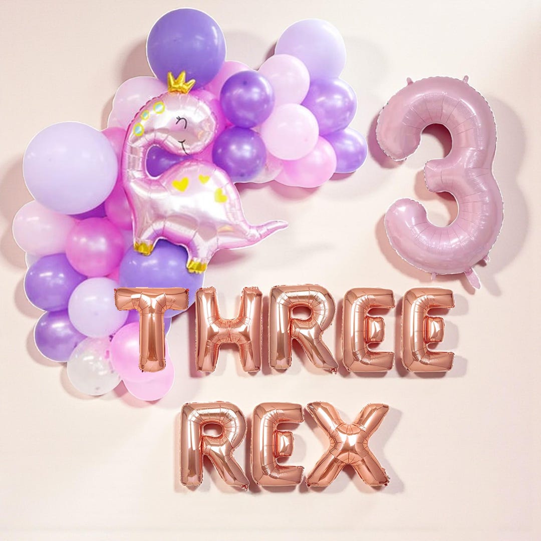 Three Rex 3rd Birthday Balloons: Dinosaur Party Decor - Etsy