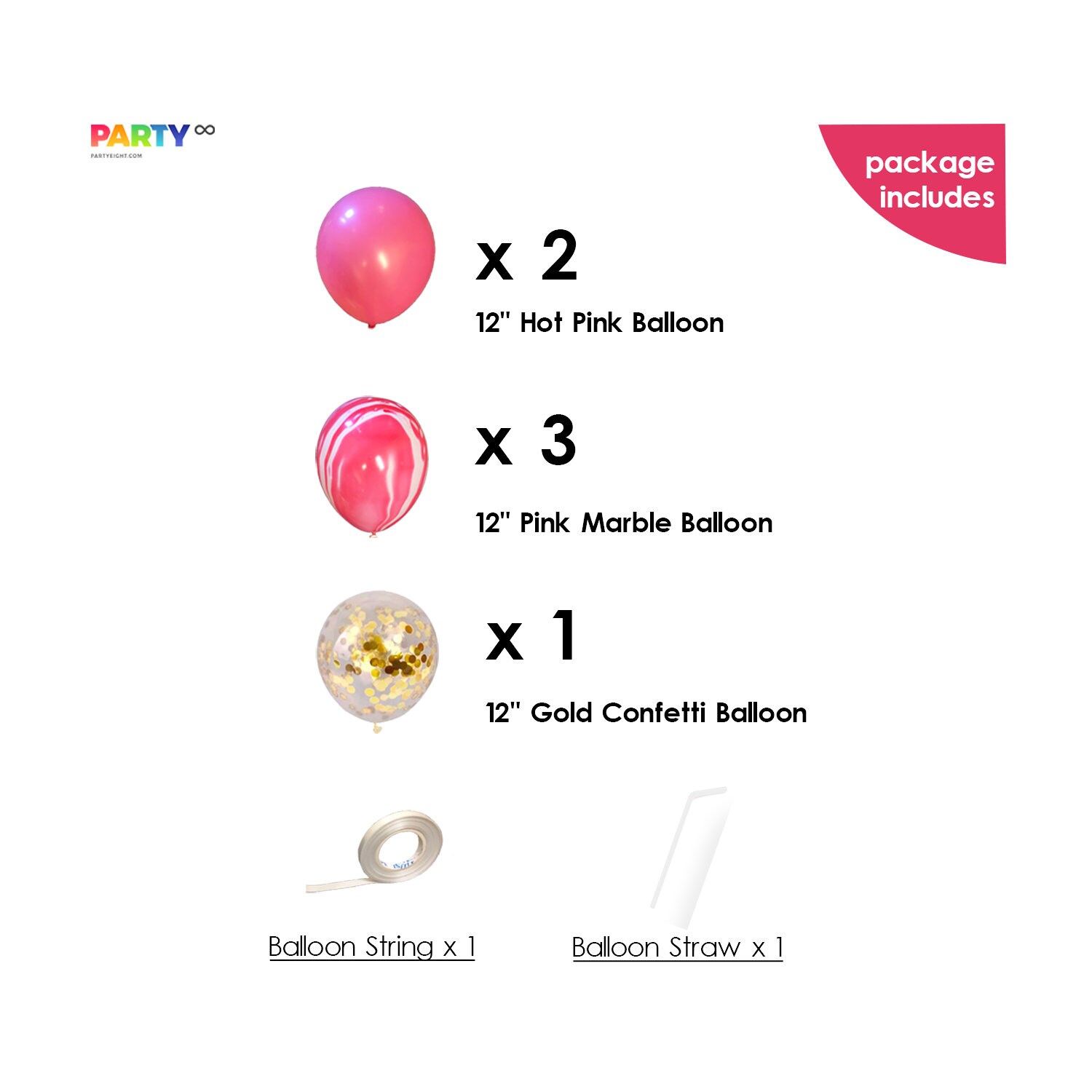 Pink Balloon Bouquet | Pink Marble, and Gold Confetti Balloon Bouquet ...