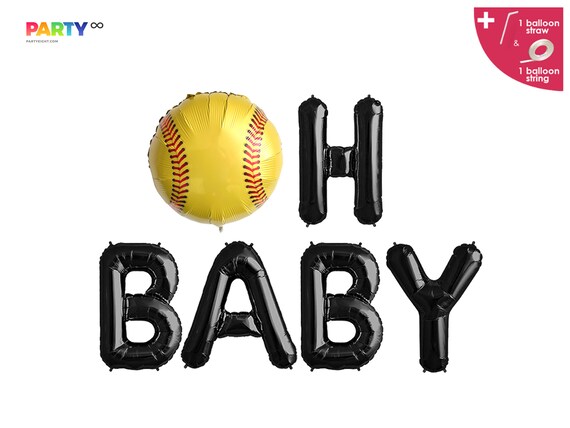Softball Baby Shower Balloon Banner | Softball theme Balloon Baby ...