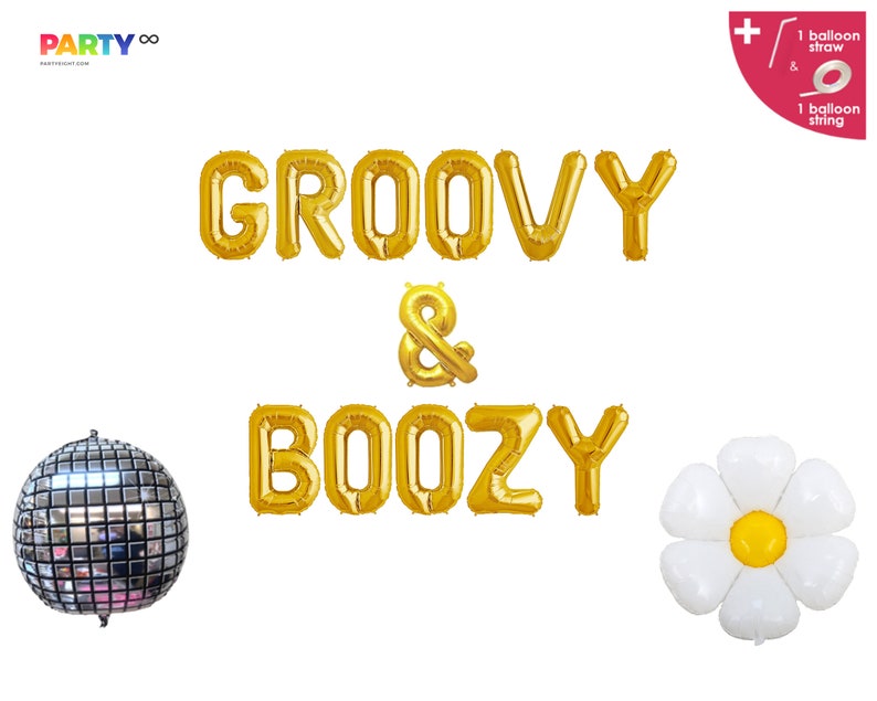 Groovy&boozy Banner Balloons | Hippie Bachelorette Party | 60s 70s ...