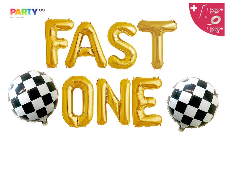 RACE CAR Birthday Fast One Balloons Banner 1st Birthday - Etsy