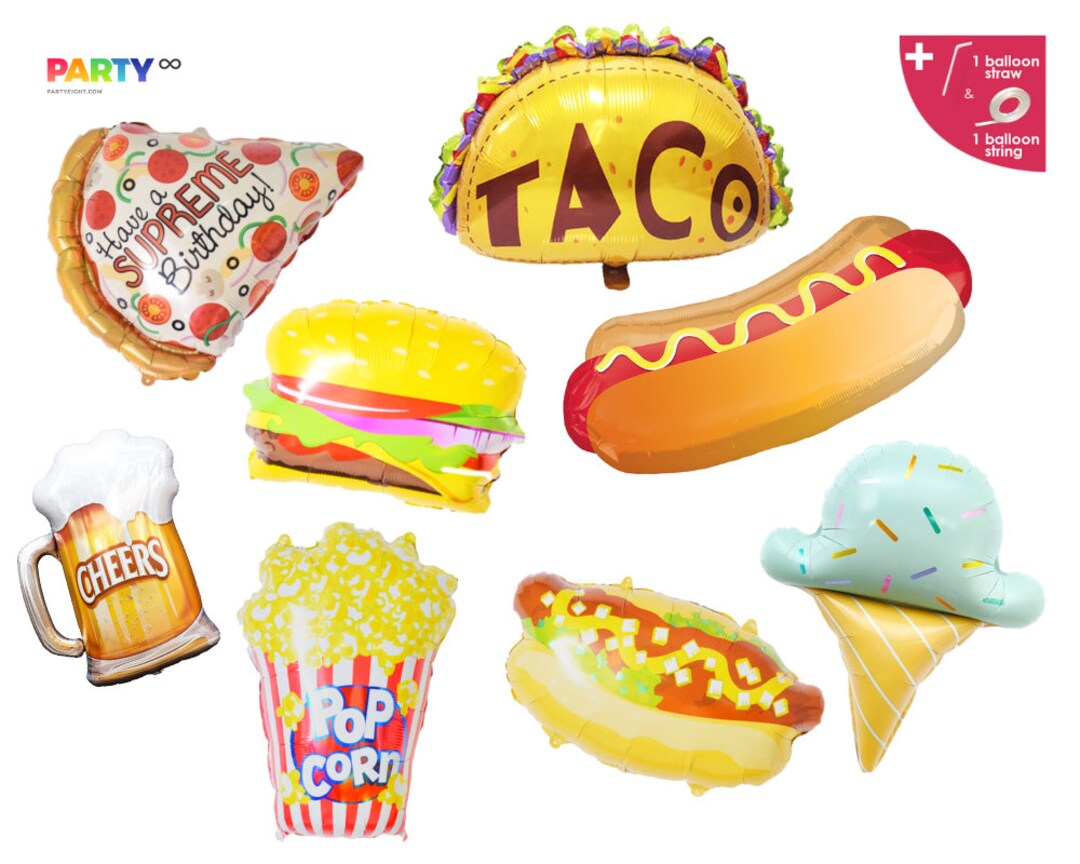 Fast Food Balloon Movie Night Taco Pizza Party Burger Junk - Etsy
