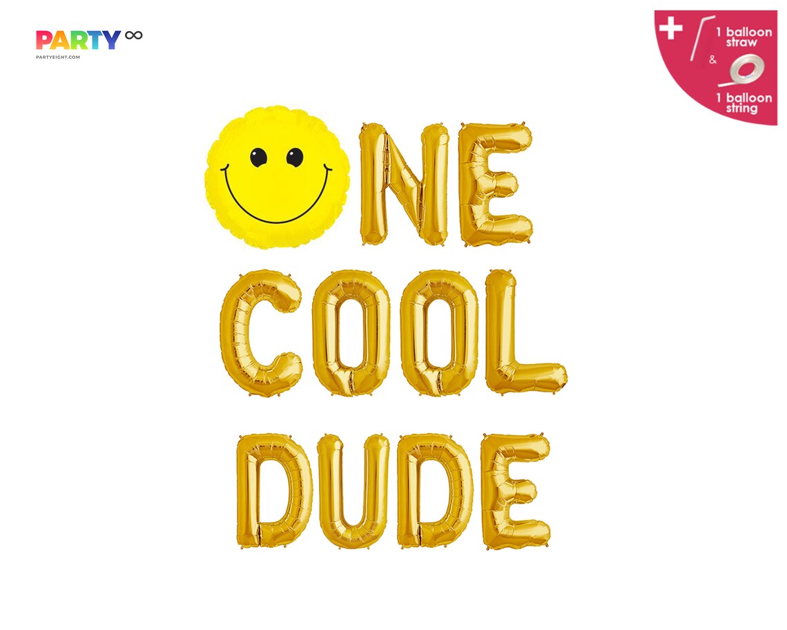 One Cool Dude Birthday Banner First Birthday Balloons 1st - Etsy