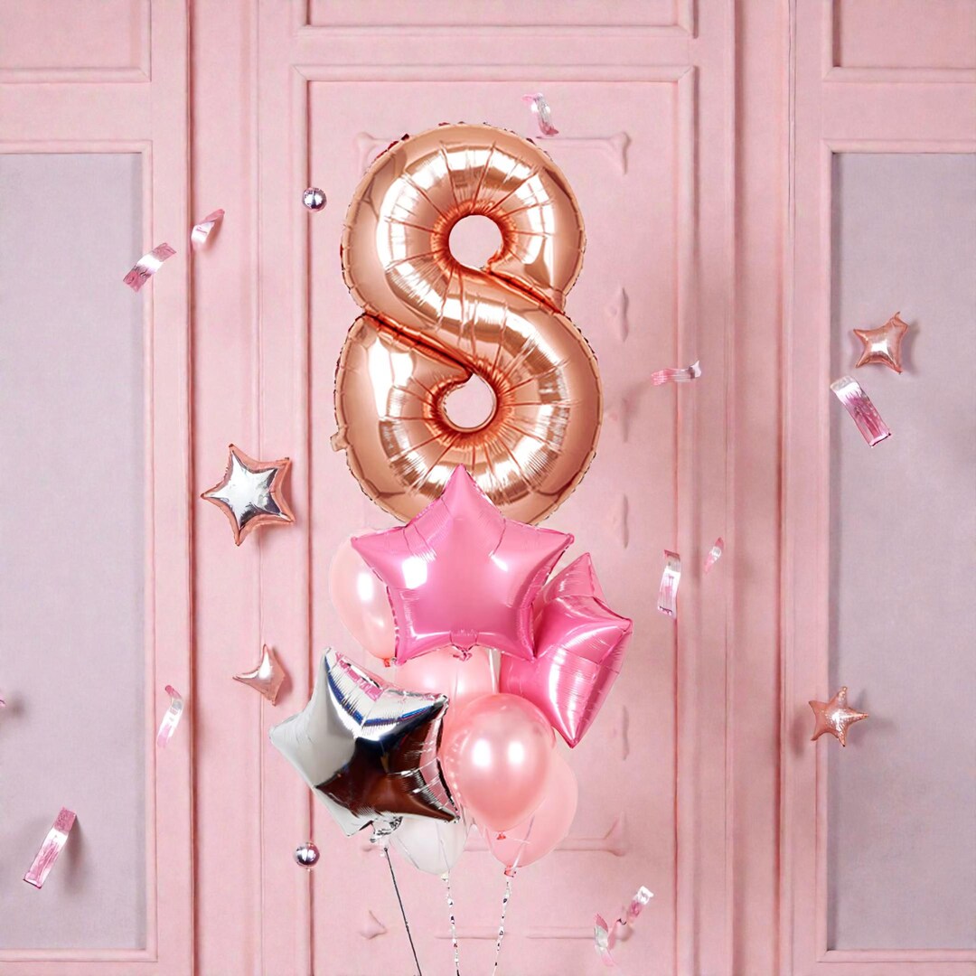 8th Birthday Balloon Bouquet: Number 8 Star Balloon Decor - Etsy
