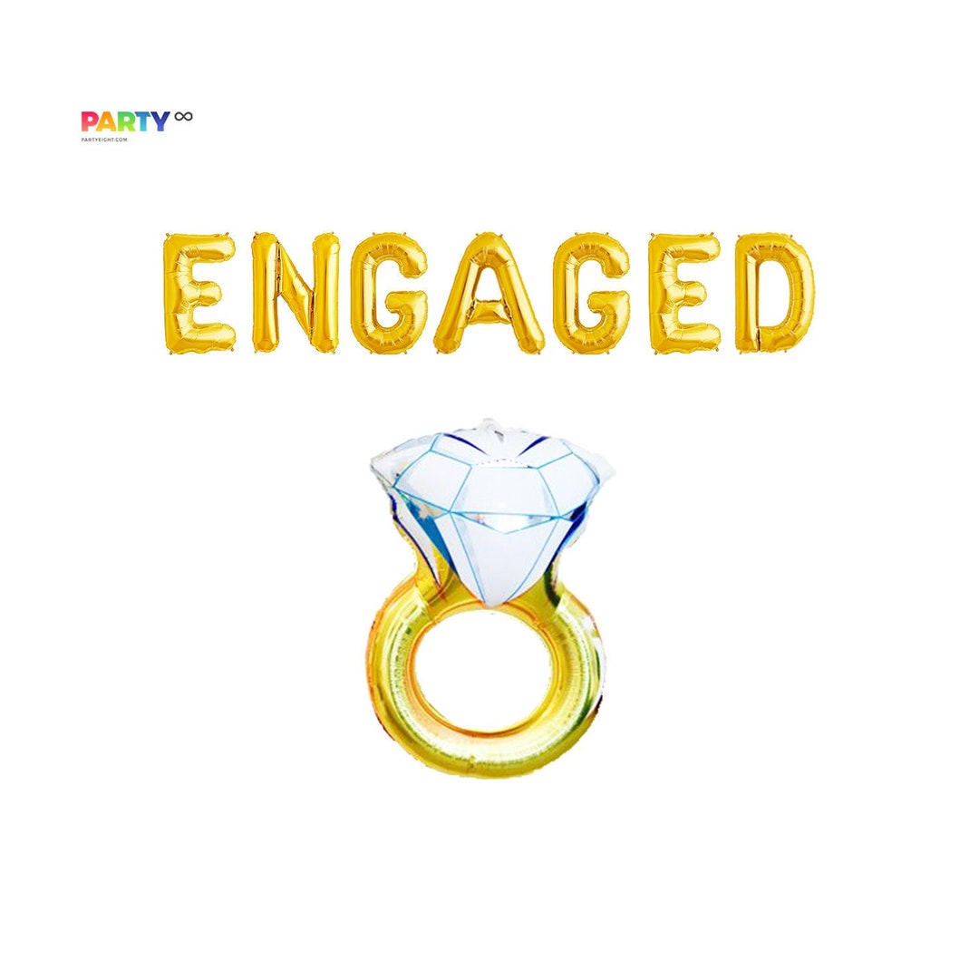 Engagement Party Decorations | “engaged” With Diamond Ring Set ...