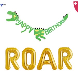 Dinosaur Birthday Party | "roar" Balloon Banner | Dinosaur Birthday ...
