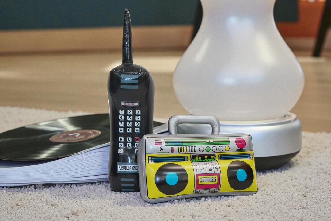 90s Inflatable Boombox & Cell Phone Balloon Set: Retro Hip Hop Party ...