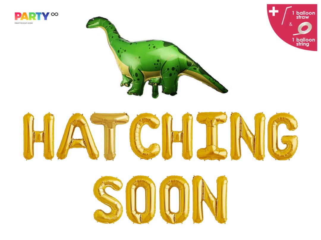 Hatching Soon Dinosaur Balloon Banner | Dinosaur Baby Shower | Dinosaur ...