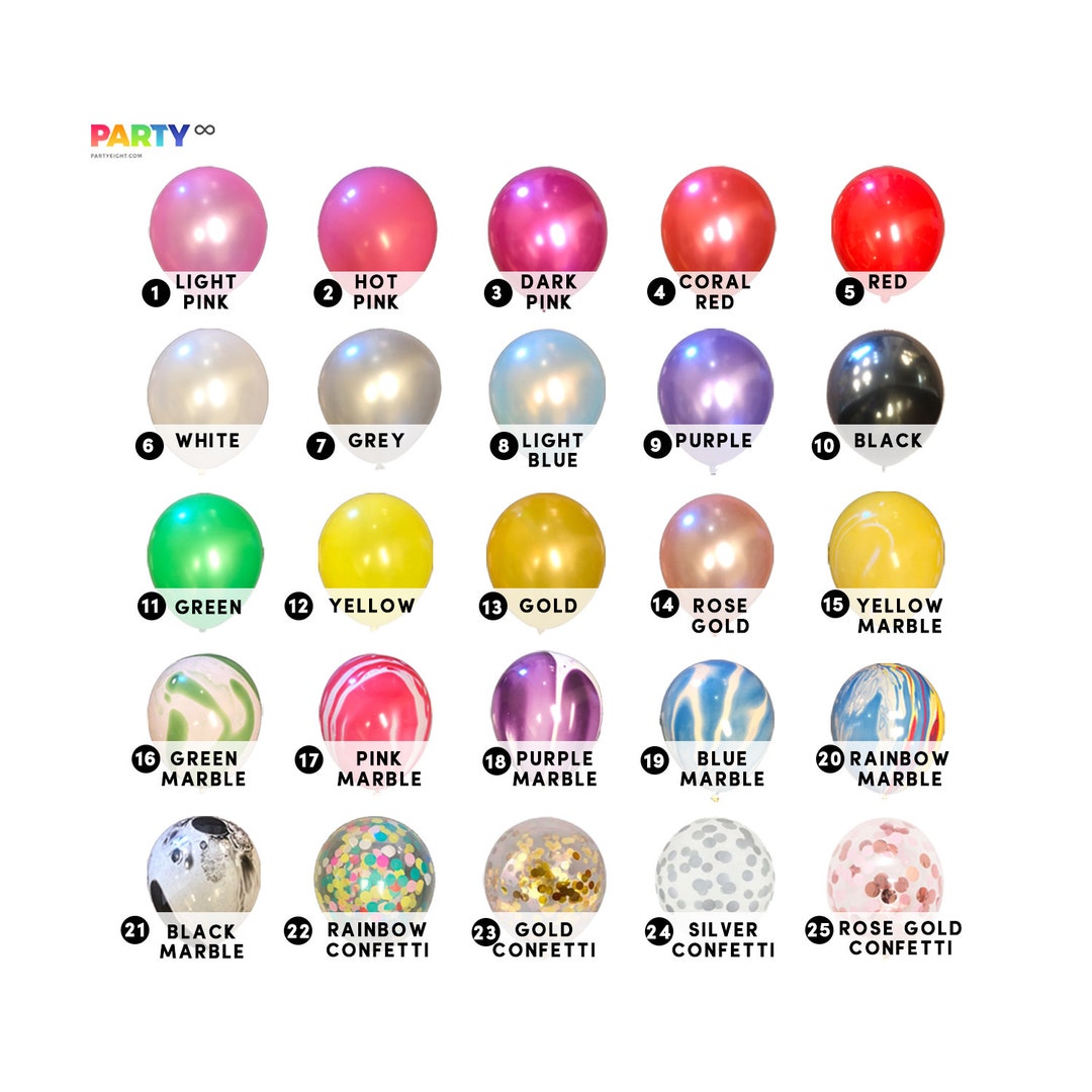Custom Latex Balloons | 12-inch Pack of 5 | Order by Color Chart | DIY ...