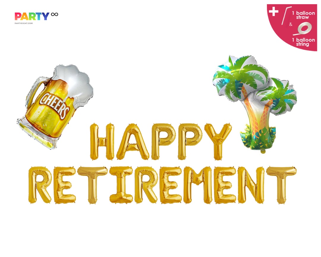 Happy Retirement Banner | Tropical Theme Happy Retirement Balloons ...