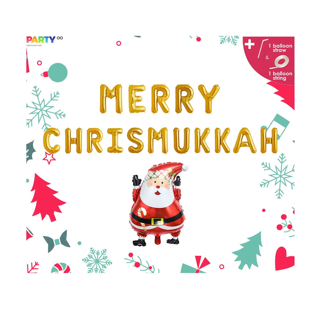 Merry Chrismukkah Balloon Banner Hanukkah Balloons Christmukkah Party ...