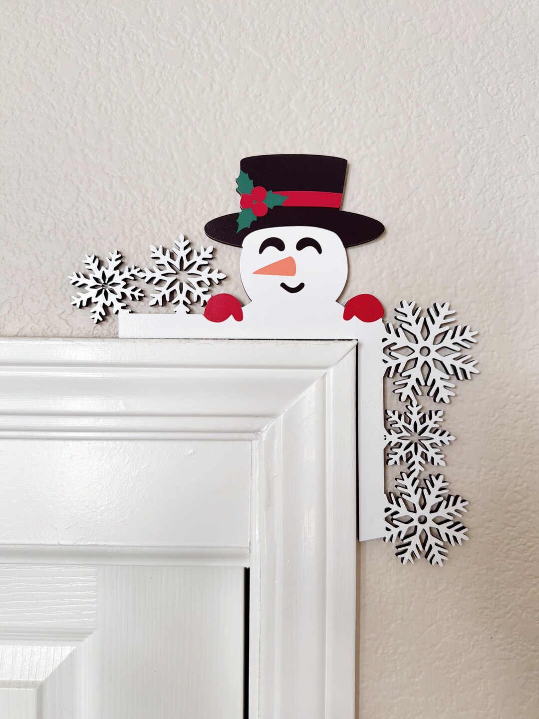 Snowman Christmas Door Corner Decor: Festive Hat and Winter Wonderland ...