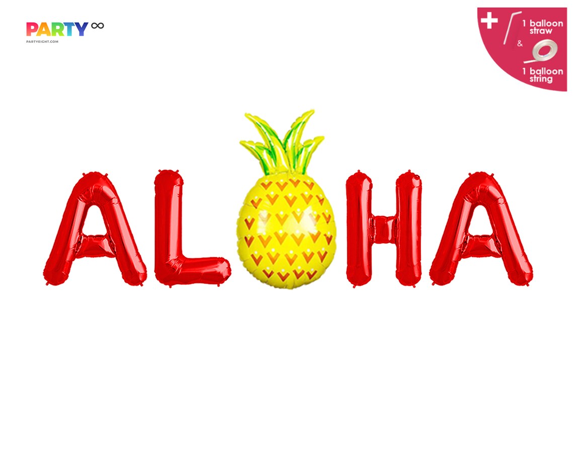 Aloha Balloon Banner | Pineapple Tropical Party Decorations | Hawaiian ...