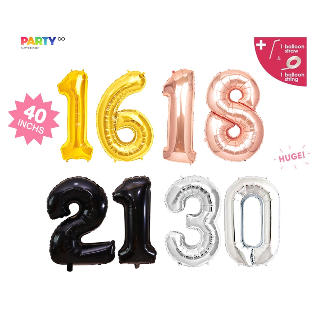 Giant 40 Inch Balloon Numbers Birthday | Giant Rose Gold/gold/silver ...