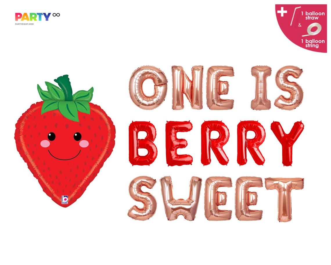 One is Berry Sweet Balloon Banner Strawberry Balloon - Etsy