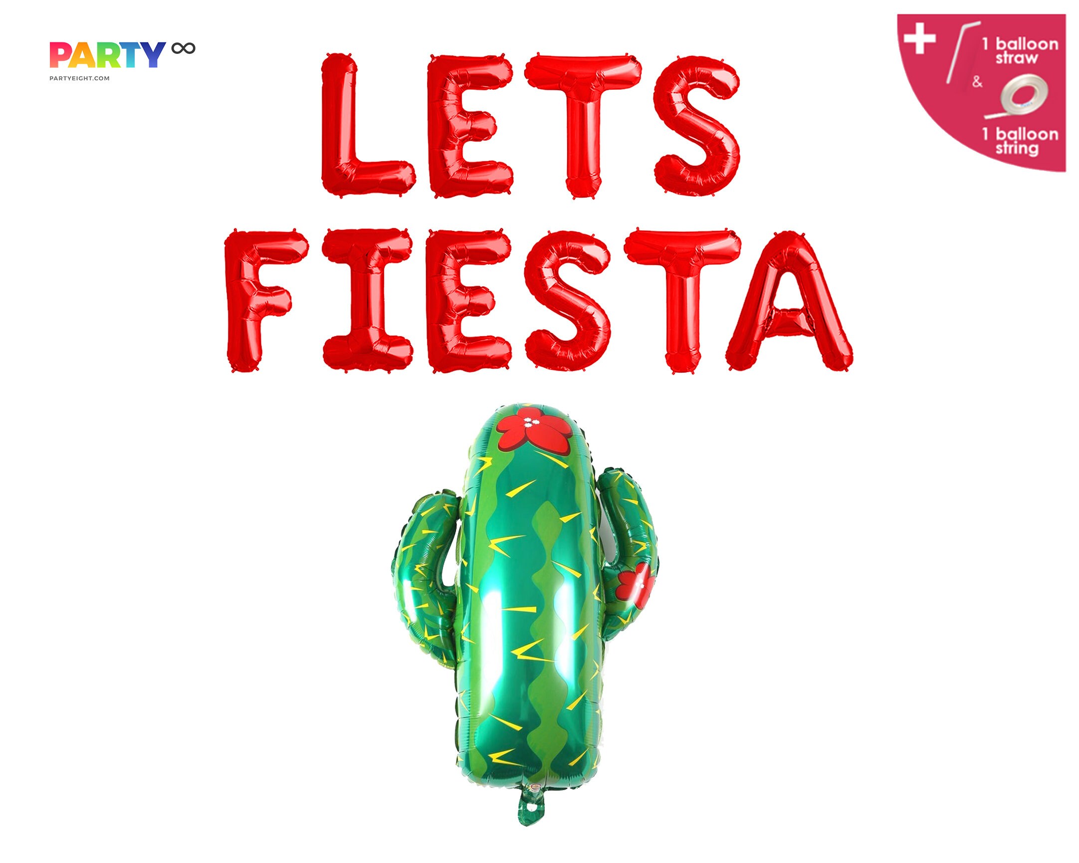 Lets Fiesta Balloon Letters Cactus Balloon Fiesta Decor | Etsy