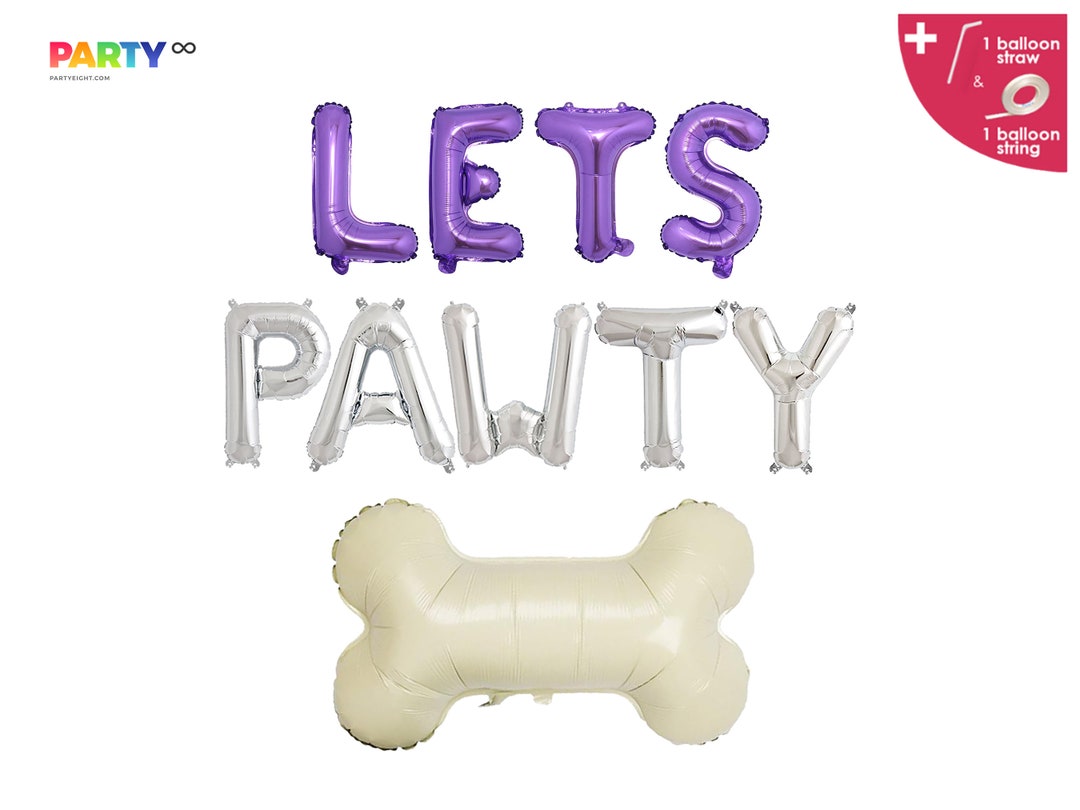 Lets Pawty Balloons | Dog Puppy Birthday Party Decoration | Custom Dog ...
