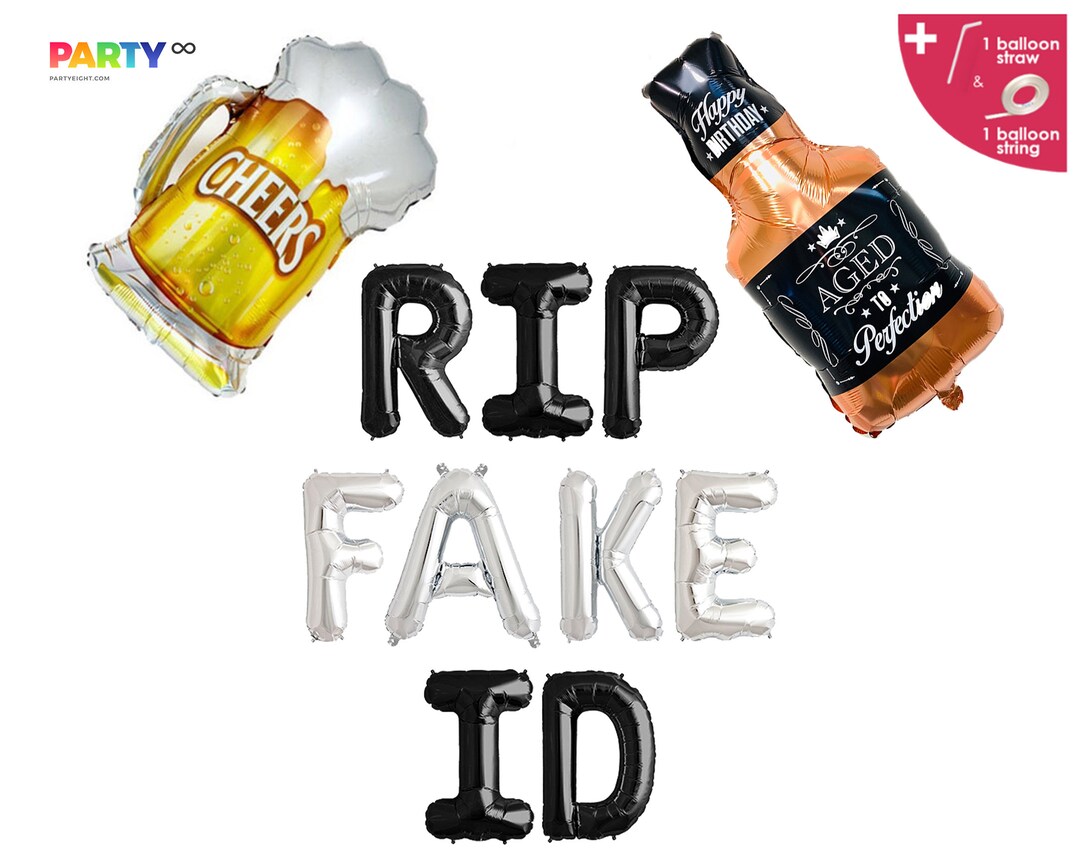 RIP Fake ID Balloon Banner | 21st Birthday Party Balloon Decoration ...