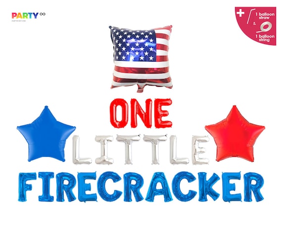 One Little Firecracker | July 4th First Birthday Decorations Banner ...