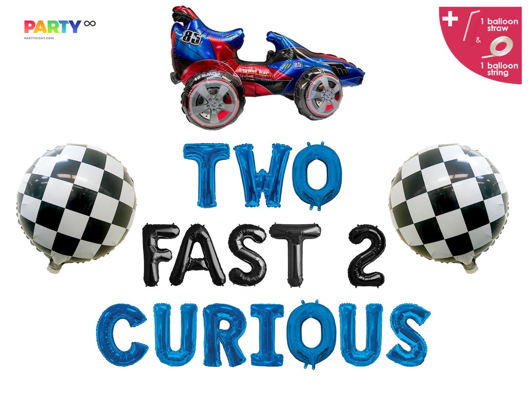 Two Fast 2 Curious Banner Balloon Set | 2nd Birthday Banner Decorations ...