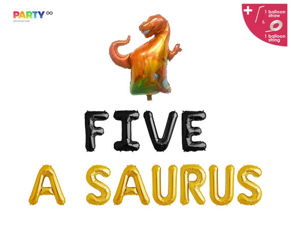 Five A Saurus Banner | 5th Dinosaur Birthday Party | Dino Theme ...