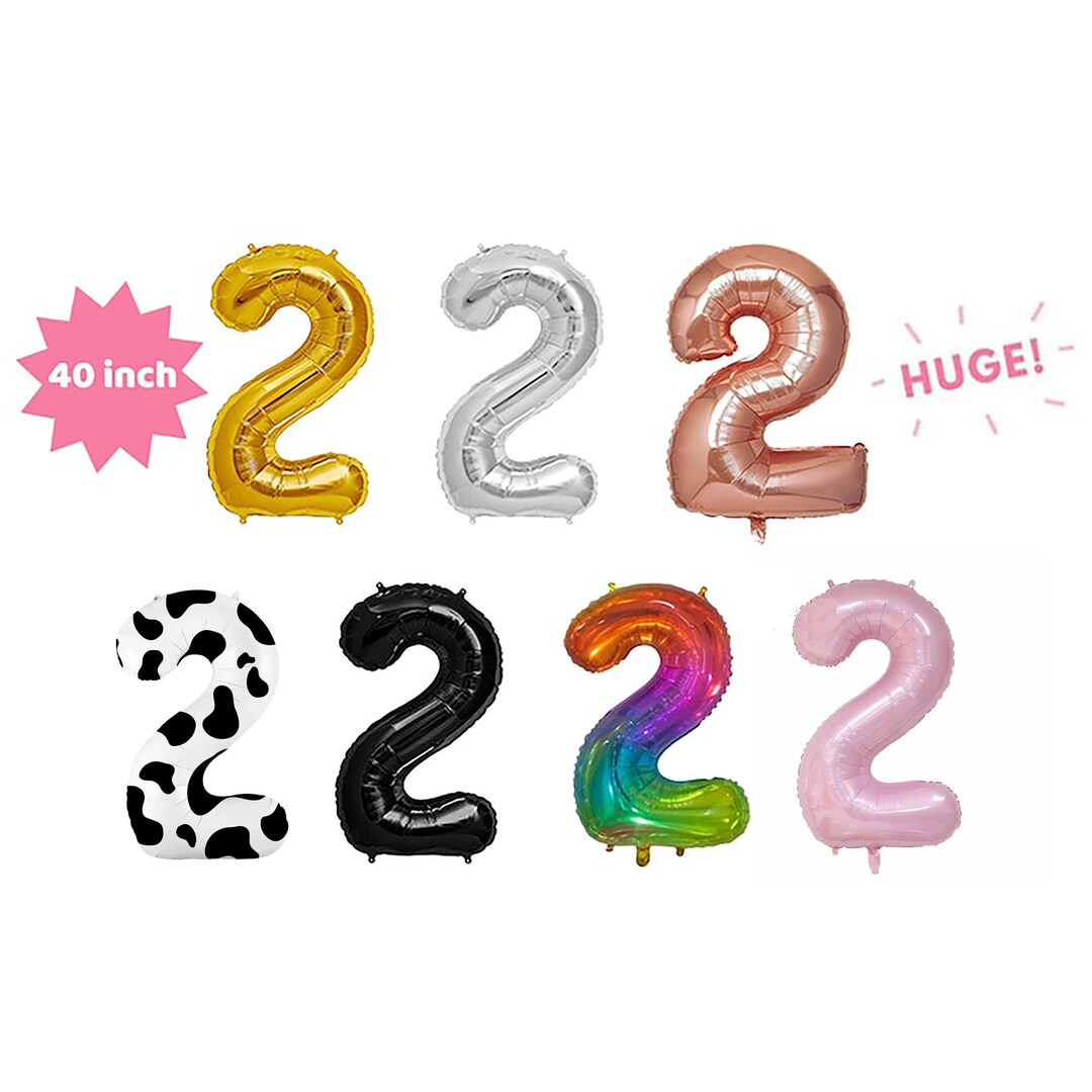 Giant 40 Inch Balloon Number 2nd Birthday | Giant Rose Gold/gold/silver ...