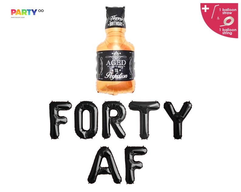 Forty AF Balloon Banner 40th Birthday Party Balloons 40th | Etsy