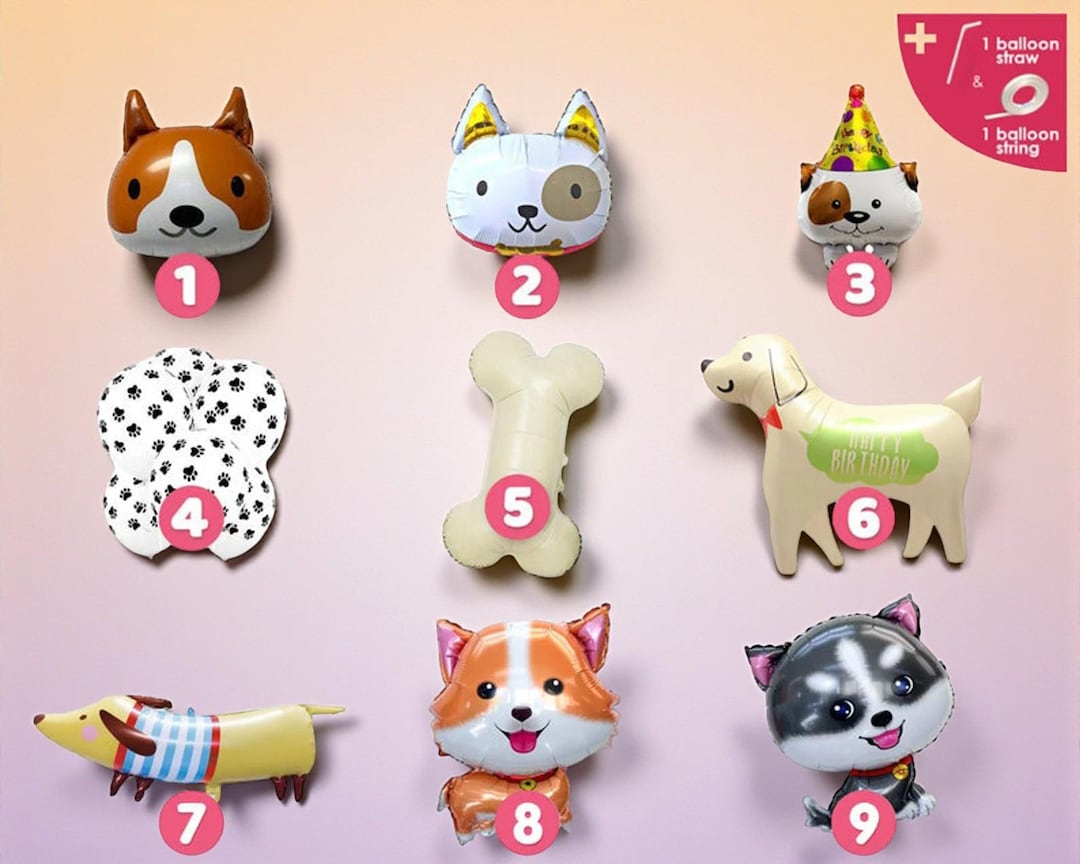 Puppy Party Balloon Set: Dog Birthday Decorations With Corgi Husky ...