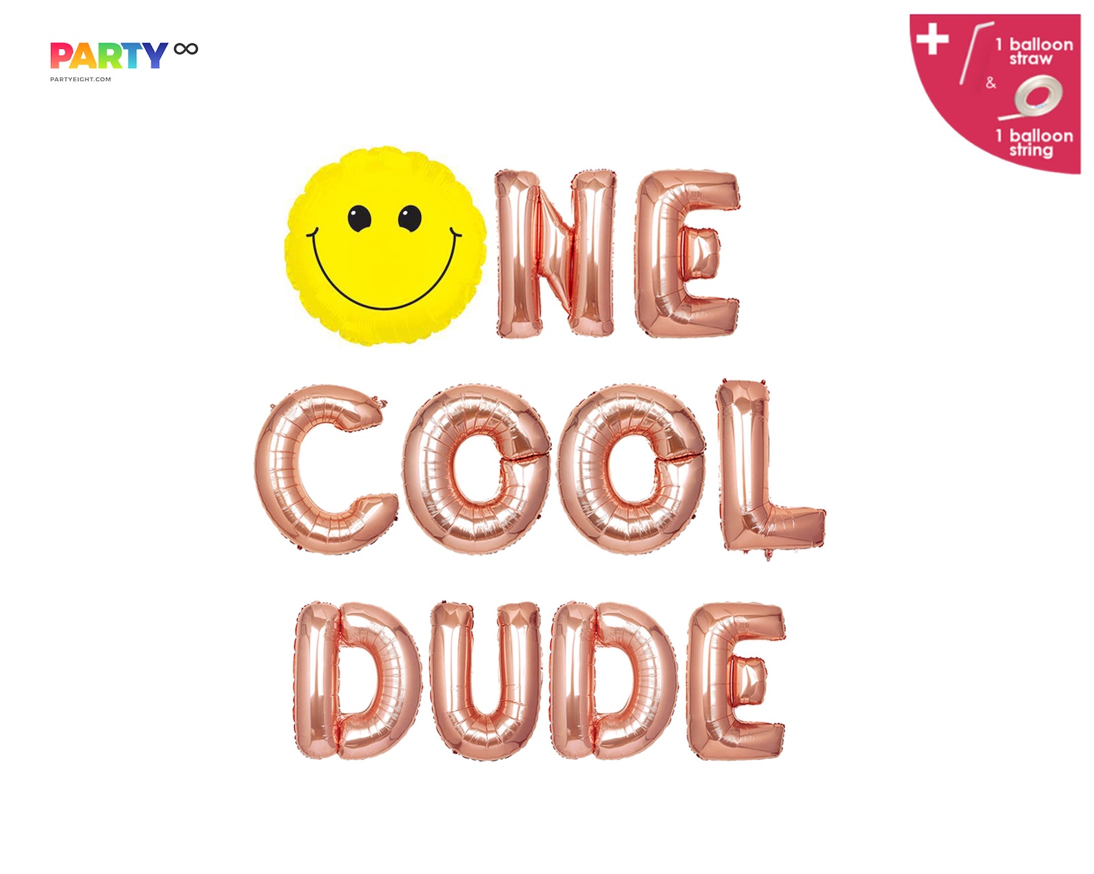 One Cool Dude Birthday Banner: First Birthday Balloons Bear & Smiley ...
