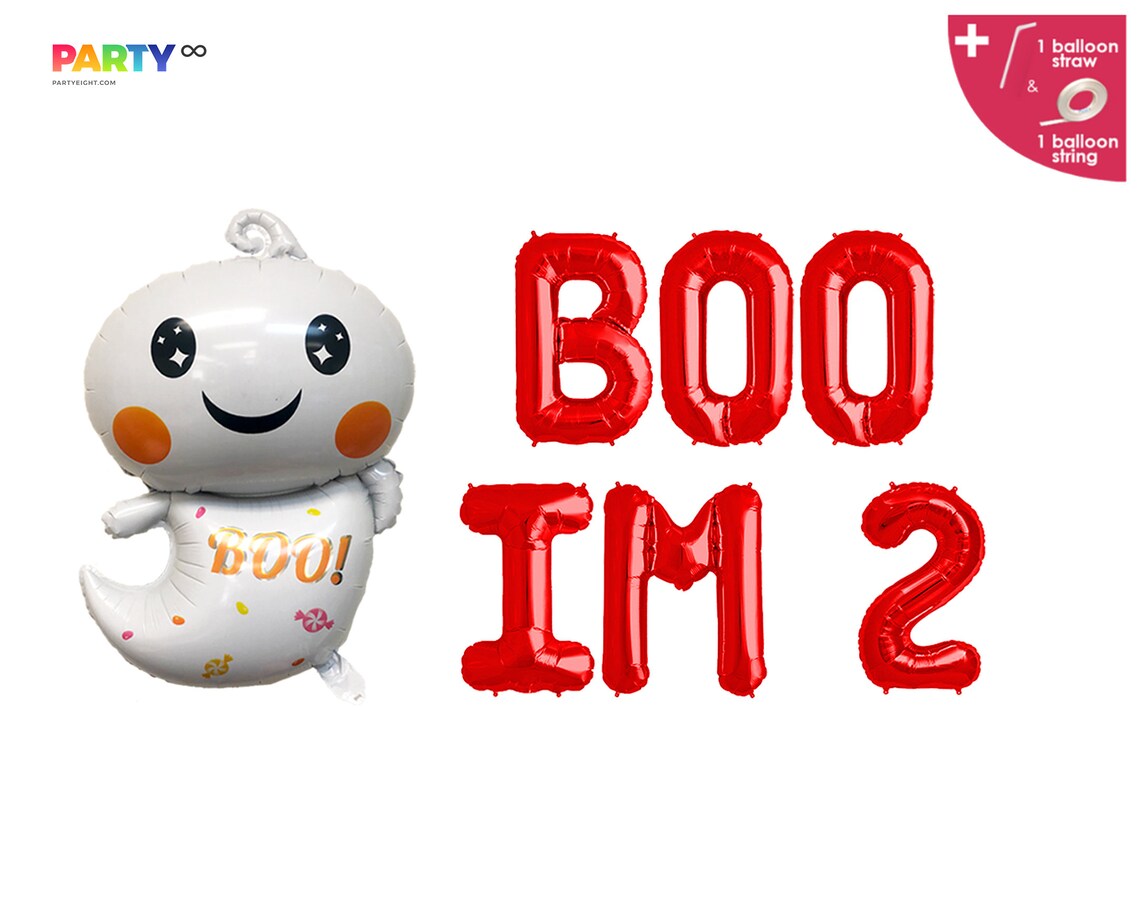 Boo Im 2 Banner Balloon Halloween Themed 2nd Birthday Banner - Etsy