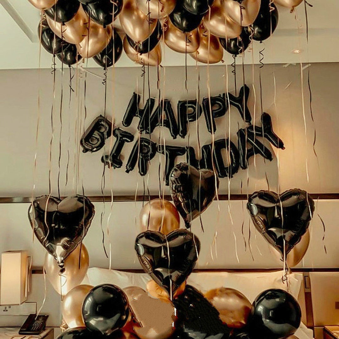 Black & Gold Birthday Balloon Kit: Classy Milestone Party Decor Chic ...