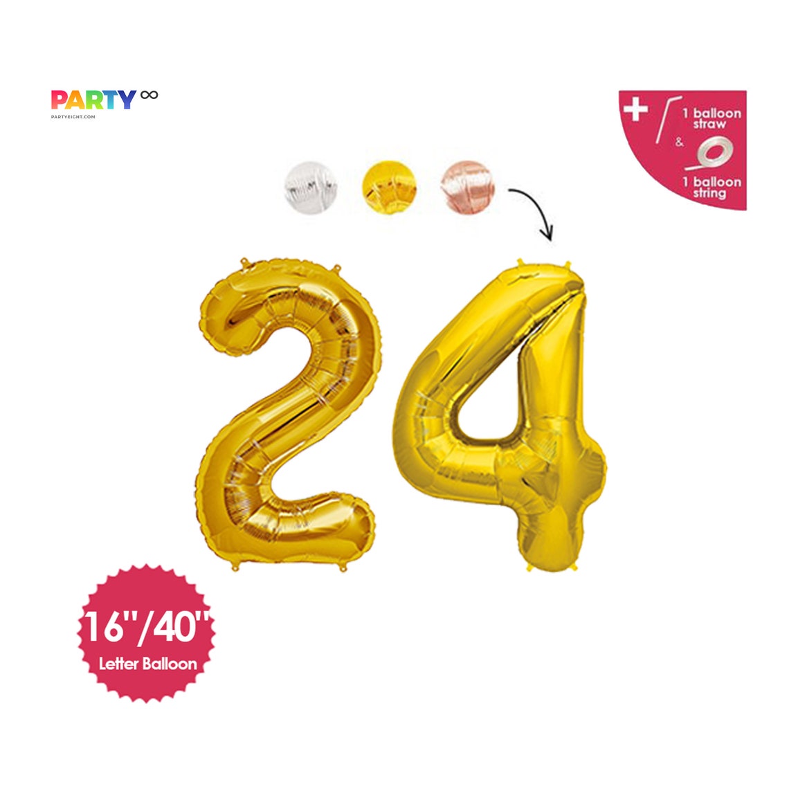 24 Party Balloons for 24th Birthday or Anniversary Number 24 - Etsy