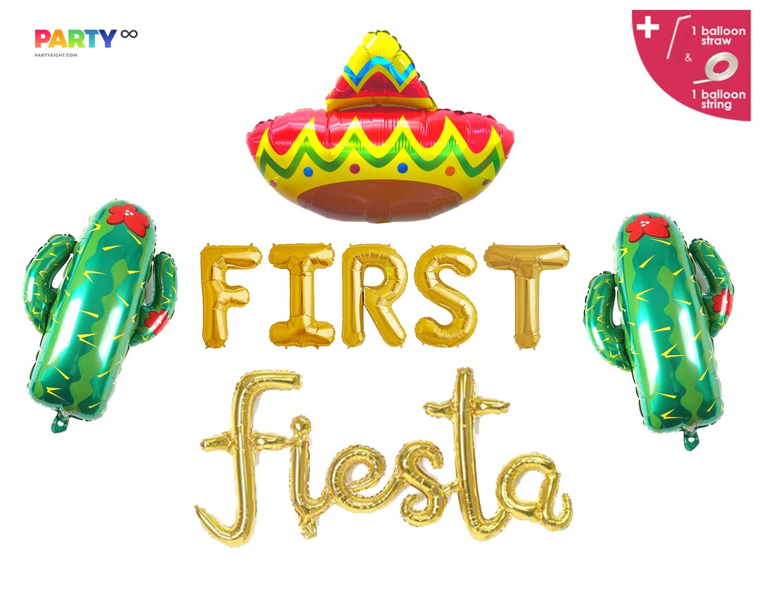 First Fiesta Balloon Banner Decorations | Fiesta First Birthday ...