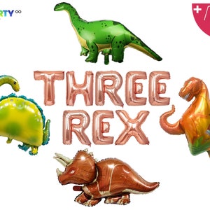 3rd Birthday Three Rex Banner | Three Rex Balloons Dinosaur Party | T ...