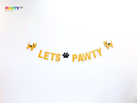 Lets Pawty Glitter Banner | Dog birthday party decorations banner ...