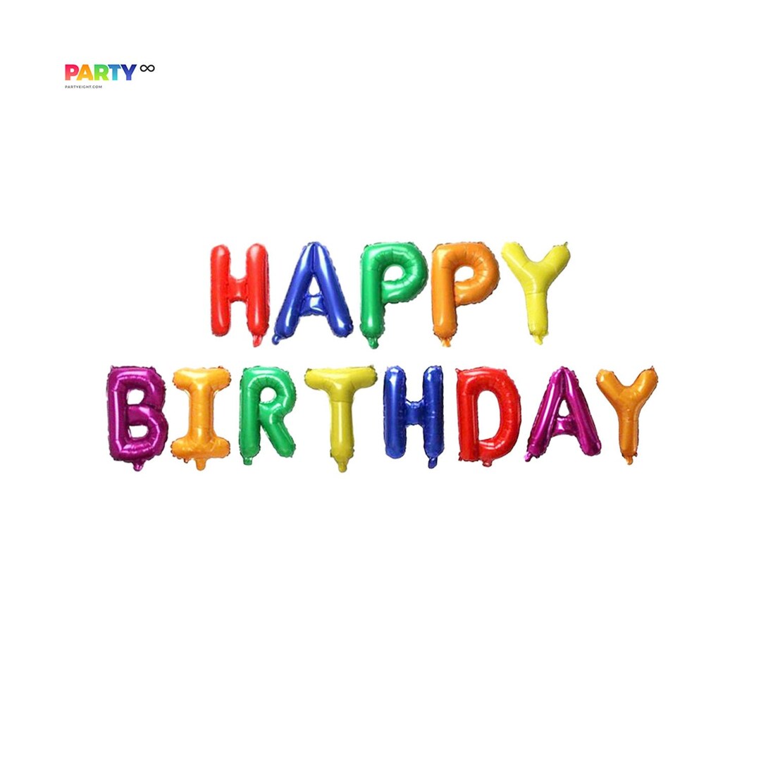 Color Birthday Balloon Banner | Kids Birthday Decorations | Mylar Happy ...